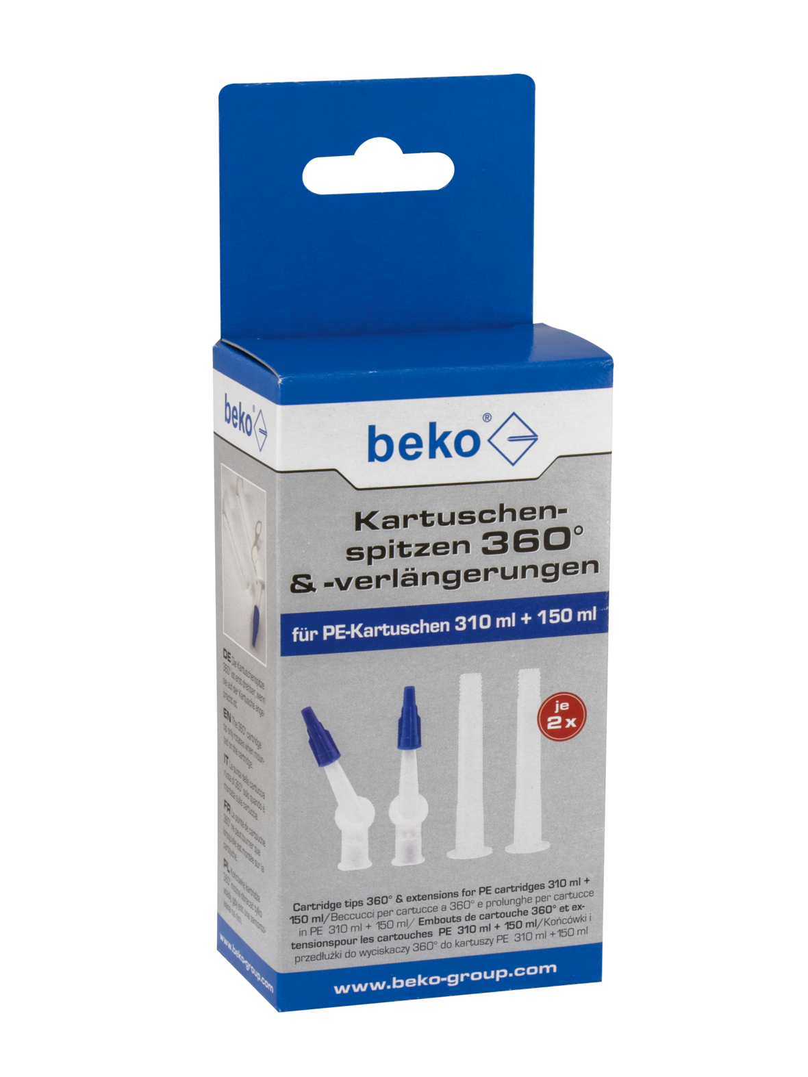 Cartridge tips 360° & extensions, Content: 2 pieces each